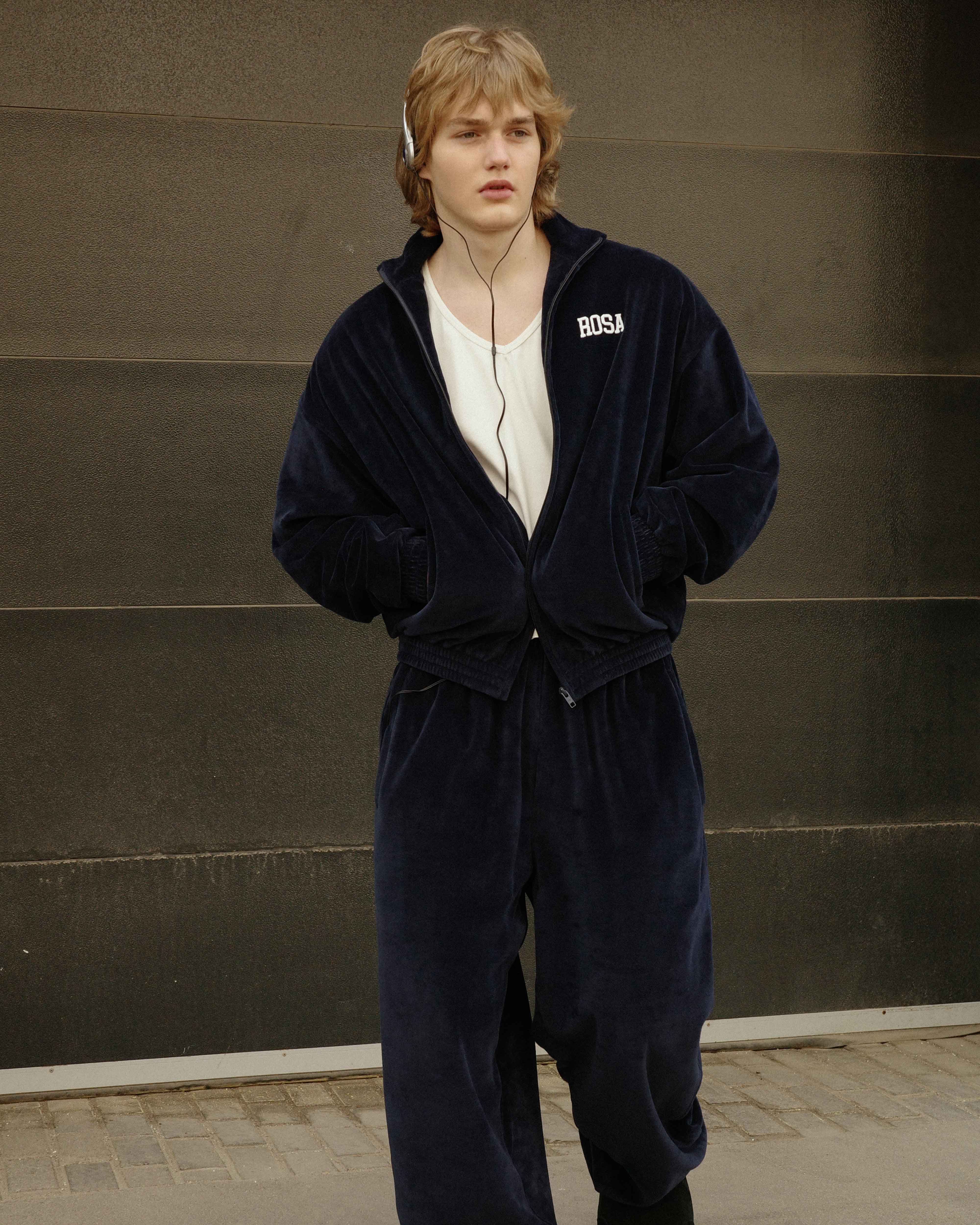 TRACK JACKET ROSA - DARK BLUE VELOURS